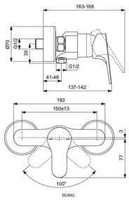 Ideal Standard Cerabase - Sprchová baterie nástěnná, chrom BC842AA