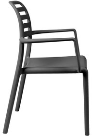 OnaDnes -20% Nardi Antracitově šedá plastová zahradní židle Costa s područkami
