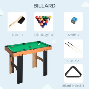 HOMCOM multiherní stůl 4 v 1 Multigame stolní fotbal stolní hokej stolní tenis kulečník multifunkční herní stůl 87x43x73cm pro zábavu | Aosom.de
