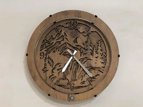 Li-Go "Hory, les a vodopád" světelné hodiny s powerbankou a pohybovým čidlem 31 cm/dub