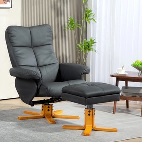 HOMCOM Relaxační křeslo s taburetem, úložný prostor, čalouněné TV křeslo s funkcí polohování, otočné TV křeslo 360° do ložnice, obývacího pokoje, imi…
