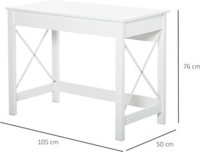 HOMCOM Moderní Stůl Snadno Sestavitelný Počítačový Stůl pro Kancelář, Ložnici nebo Učení 105x50x76 cm Bílý