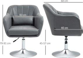 HOMCOM Křeslo Lounge s Područky, Bederní Polštář, Čalouněné Křeslo s Kovovým Rámem, Mikrovlákno, Výškově Nastavitelné Otáčecí Křeslo do Ložnice a Obý…