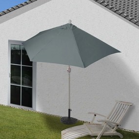 Slunečník půlkruh Parla - polyester/hliník - 300cm antracit se stojanem