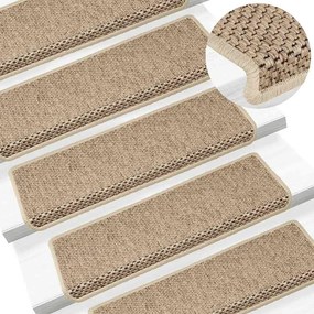 Samolepicí rohože na schody Sisal-Look 30 ks 65x21x4 cm Písek 3365891
