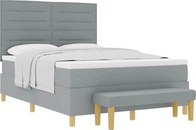 Postel s boxspringem s čelo Světle šedá 190 x 140 cm textil 3344219