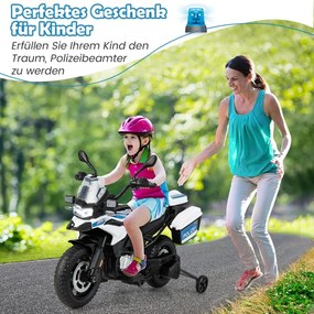 Costway Policejní motocykl pro děti motocykl na baterie se 2 tréninkovými koly