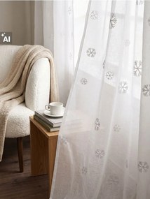 Sinsay - Poloprůsvitná záclona na řasící pásce se vzorem sněhových vloček - bílá