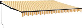 Zatahovací markýza žlutá a bílá 4,5 x 3 m textil a hliník 3154459