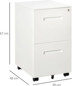 Vinsetto pojízdná skříňka na podstavci se 2 zásuvkami, uzamykatelná, kolečka, A4, ocel| Aosom