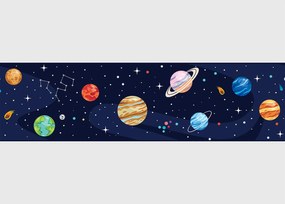 Dětská samolepící bordura na zeď Planety Ve Vesmíru | 5 m x 13.8 cm | DWBD8491