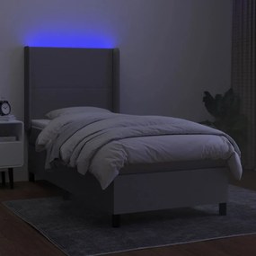 Box spring postel s matrací a LED světle šedá 90x190 cm textil 3138117