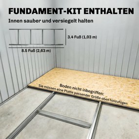 Zahradní kůlna Outsunny 4,9 m² s pultovou střechou, posuvné dveře, základy, 277 x 195 x 192 cm, kůlna z pozinkované oceli, odolná vůči počasí, pro za…
