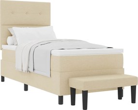 Postel s boxspringem s čelo Krémová 90 x 190 cm textil 3344035