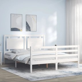 Rám postele s čelem bílý King Size masivní dřevo,  3194057 HangarStore.cz