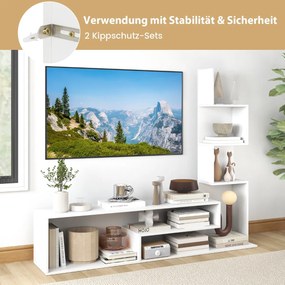 Costway TV skříňka dřevěný TV stolek s policí pro TV do 50", bílý