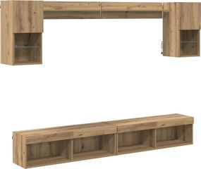 TV nástěnné jednotky s LED 6 ks Artisanový dub Kompozitní dřevo 3402956