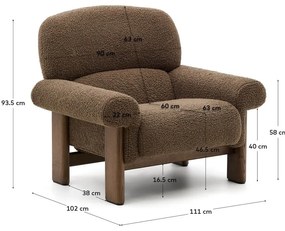 Hnědé křeslo z textilie bouclé Nema – Kave Home