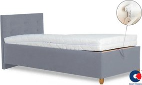 Postel ALMA s lamelovým roštem 2, 200x90, šedá (č.43/nohy buk)
