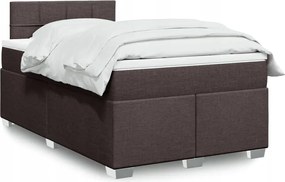 Box Spring Postel S Matrací Textil Tmavě Hnědá Blok se čtverci 120 x 190