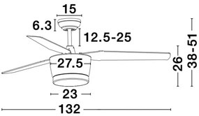 Stropní ventilátor Monsoon 13.2 bílé s dálkovým ovládáním
