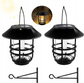 2 X Solární Lampa Led Efekt Realistických Plamenů Lampion Zahradní Nástěnná