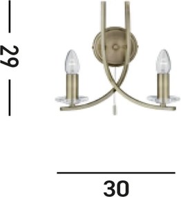 Searchlight 4162-2AB Nástěnná lampa s vypínačem ASCONA PATINA