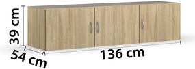 Skříňový nástavec Case, 136 cm, dub sonoma