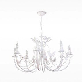 Light for home - Závěsný lustr na řetězu 30388 "Farfala", 8x40W, E14, bílá, hnědá