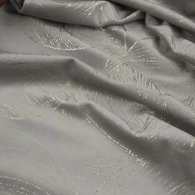 Sametový středový ubrus s lesklým potiskem šedých listů Šířka: 35 cm | Délka: 180 cm
