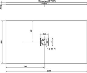 Polysan FLEXIA 150 x 80 x 3 cm 72901MAT vanička z litého mramoru s možností úpravy rozměru matná bílá