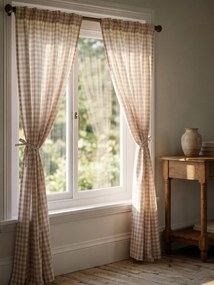 Sinsay - Curtain on tape with check pattern - béžová
