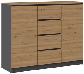 Komoda 2D4S 120 BA antracit + dub artisan