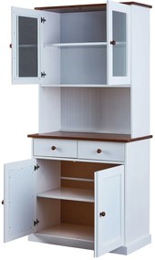 Kredenc z masivu Carson - bílá/hnědá