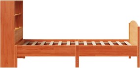 Postel s knihovnou bez matrace hnědá 100x200 cm masiv borovice 3323121