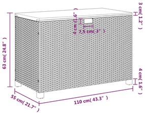 Petromila Zahradní úložný box béžový 110 x 55 x 63 cm polyratan akácie