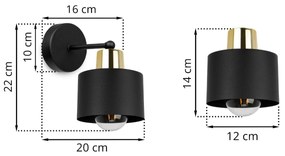 Nástěnné svítidlo PANTA 1, 1x černé kovové stínítko, G