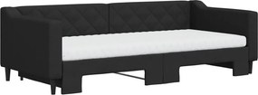 Válenda s přistýlkou a matracemi černá 90 x 200 cm textil 3197446