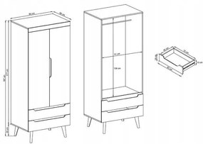 Veneti Skříň do obývacího pokoje NATHANIEL - šířka 80 cm, dub artisan