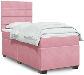 Box spring postel s matrací růžová 80 x 200 cm samet 3293067