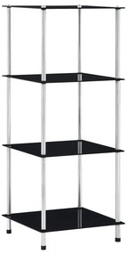 4patrová police černá 40 × 40 × 100 cm tvrzené sklo 249510