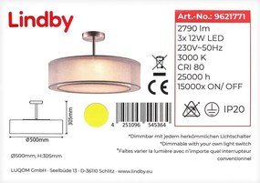Lindby Lindby - LED Stmívatelný lustr na tyči PIKKA 3xLED/12W/230V LW0112
