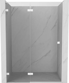 Mexen Lunar L, levé otočné sprchové dveře 135 cm, 8mm čiré sklo, bílý profil, 834L-135-000-20-00-L