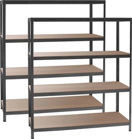Dílenský regál Wiltec – 160 × 60 × 180 cm, 175 kg, černá (64868)