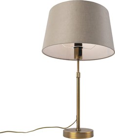 Stolní lampa bronzová s lněným stínítkem taupe 35 cm - Parte