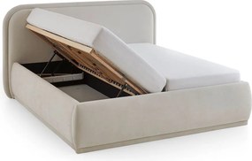Krémová čalouněná dvoulůžková postel s úložným prostorem s roštem 180x200 cm Soma – Meise Möbel