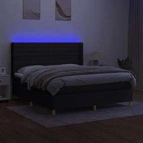 Box spring postel s matrací a LED černá 180x200 cm textil 3138975