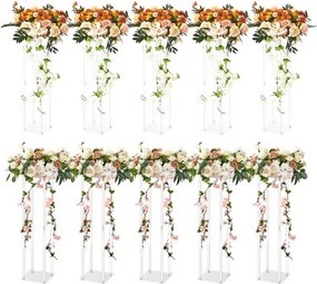 10KS 60 cm vysoký svatební stojan na květiny, s akrylovým laminátem