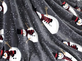 Svítící vánoční mikroplyšová deka SNOW BUDDY, šedá Rozměr: 150 x 200 cm