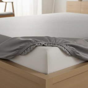 Kvalitex Saténové prostěradlo s gumou světle šedá, 90 x 200 cm